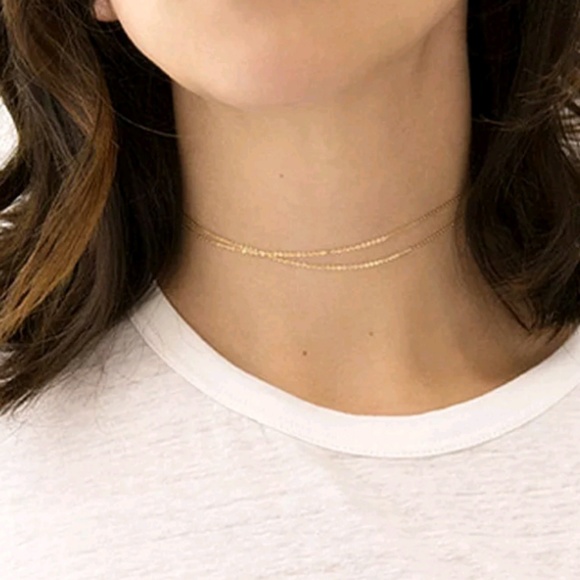 gold double strand multi layer choker chain | Jewelry | Multi Layer ...